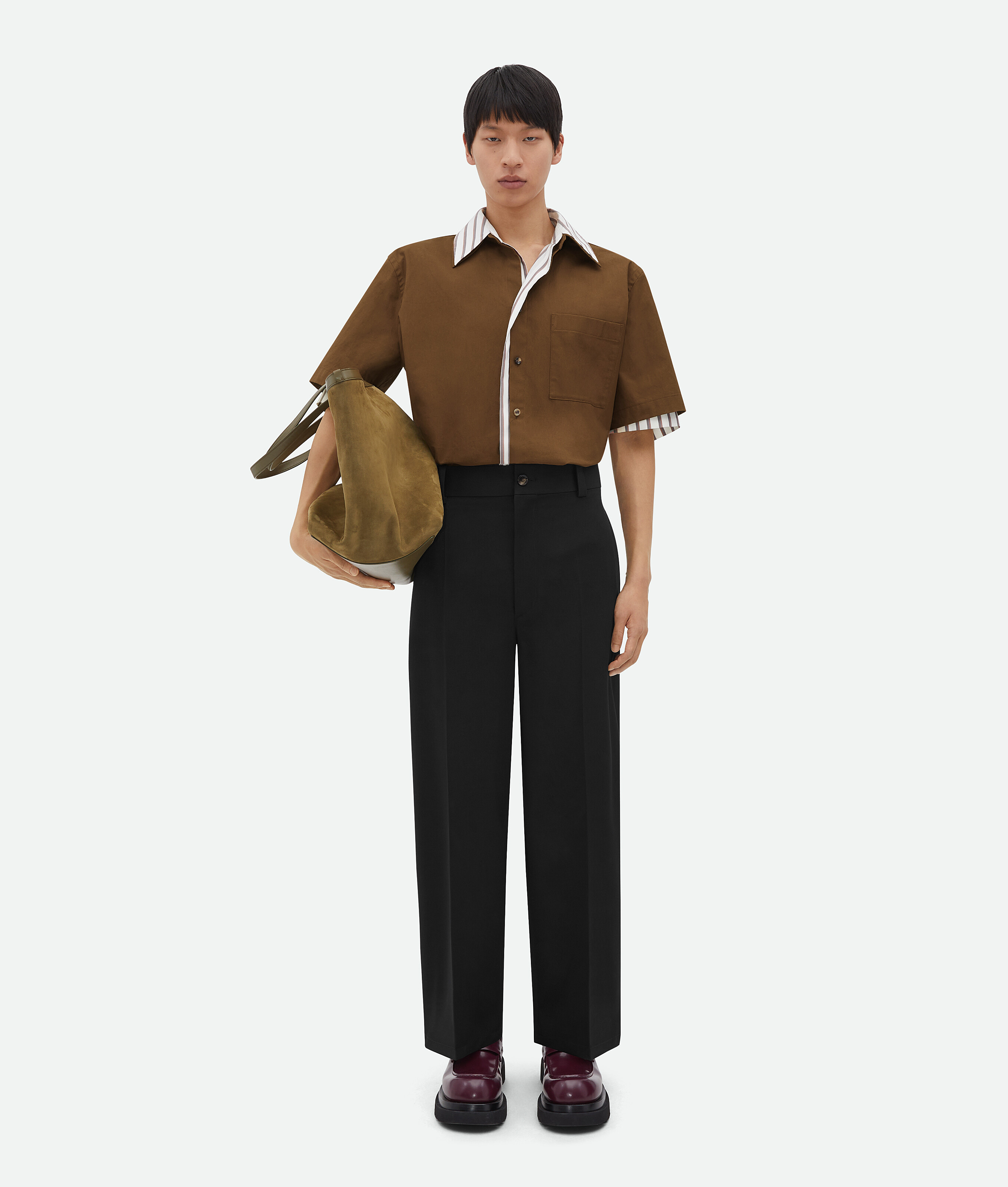 Bottega Veneta Double Layer Cotton And Silk Shirt - Cedar / White